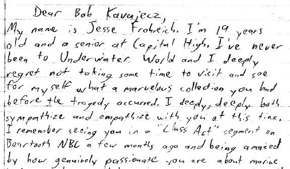 Underwater World inspired by letter and industry after devastating ...